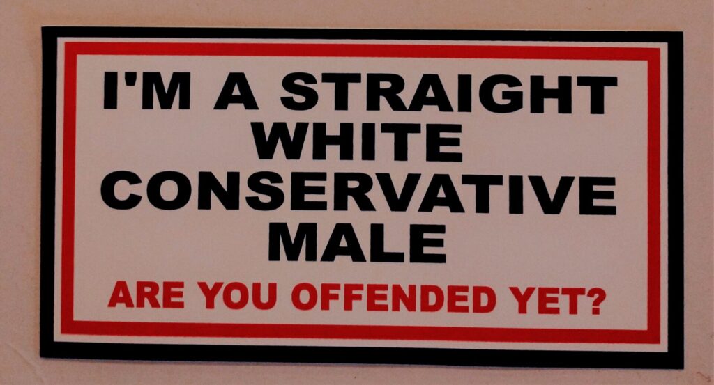 Straight White Conservative Male Offended? sticker OFFENDED? NOBODY CARES